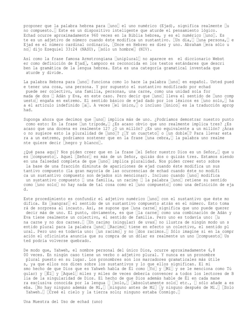 Un análisis del uso y significado de la palabra hebrea 'Ejad' (uno) y ...