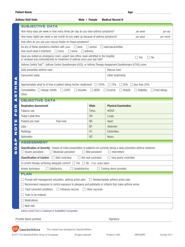 Asthma SOAP Note | PDF | Asthma | Allergy