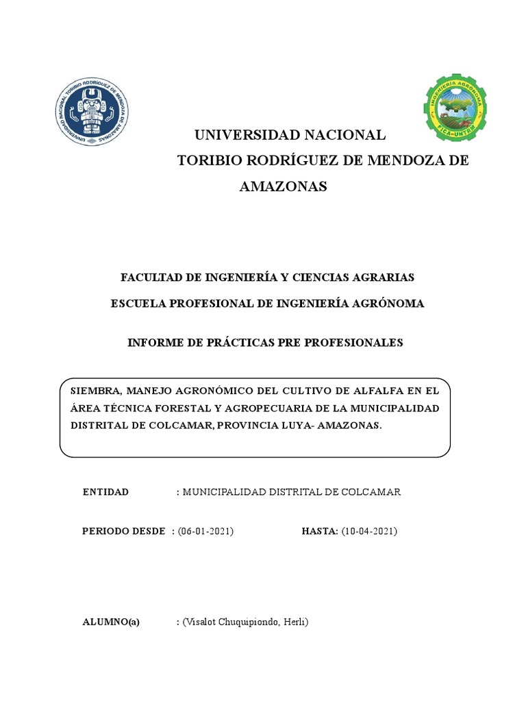 H. INFORME FINAL DE PRACTICAS Corregido | PDF | Agricultura | Fertilizante