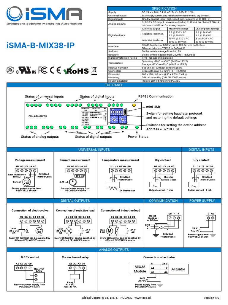 iSMA-B-MIX38-IP Module Specs | PDF | Electromagnetic Interference ...