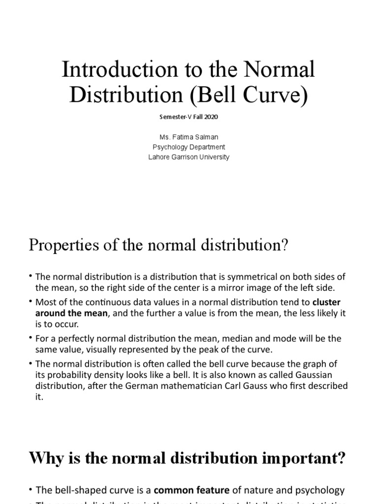 5-Introduction To The Normal Distribution (Bell Curve) | PDF | Normal ...