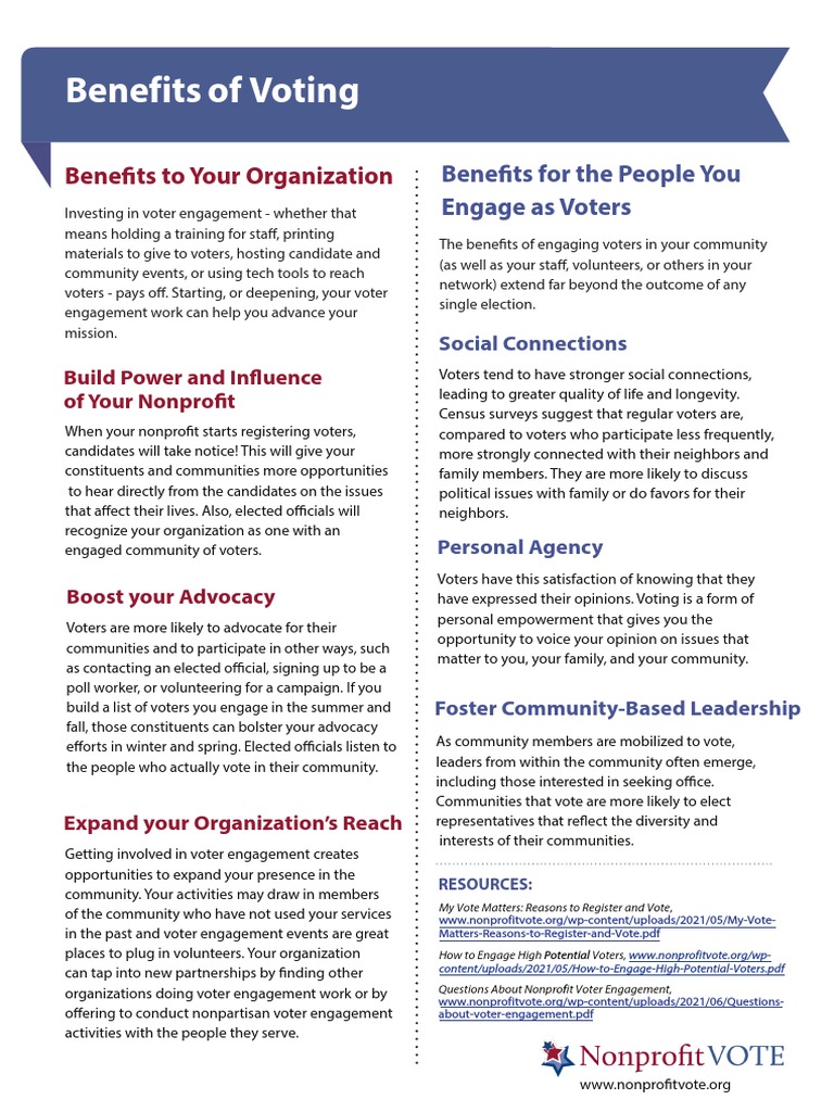 Benefits of Voting: Benefits To Your Organization | PDF | Voting ...