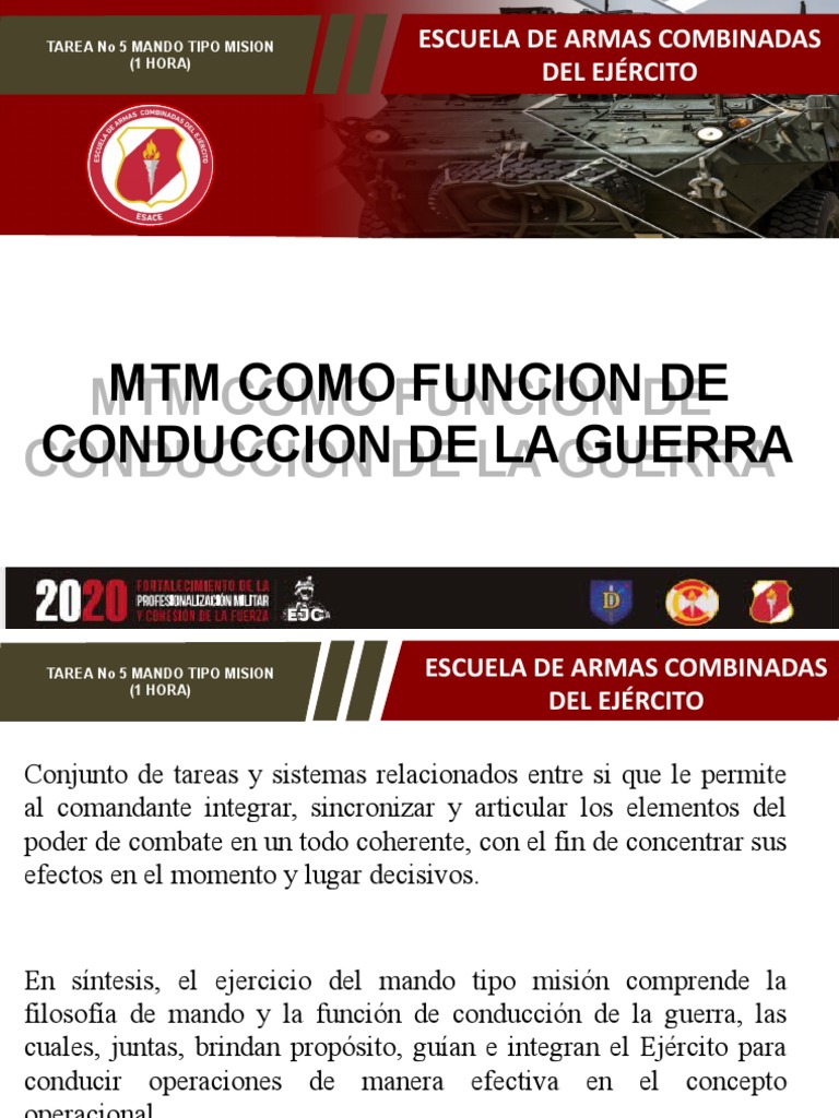 Tarea 5 MTM Como Funcion de Conduccion de La Guerra | PDF | Planificación | Brazos combinados