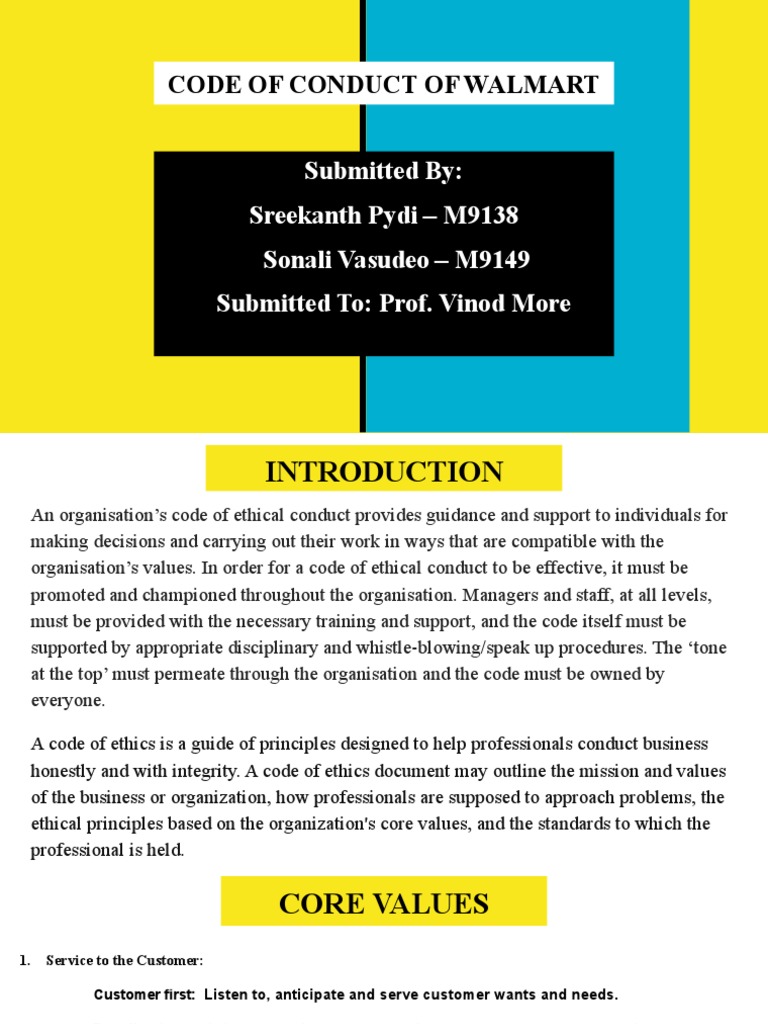Code of Conduct of Walmart - Updated | PDF | Employment | Integrity