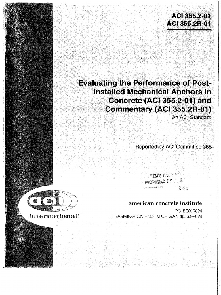 Aci 355.2-01 Aci 355.2R-01 | PDF