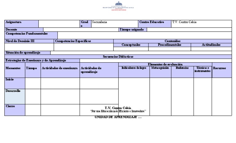 Plantilla de Planificacion 2021 1 | PDF