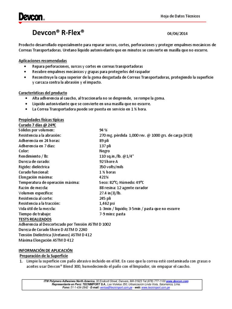 TDS Devcon® R-Flex® | PDF | Ácido clorhídrico | Compuestos químicos