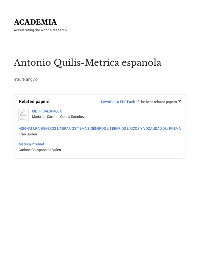 Antonio Quilis Metrica Espanola With Cover Page v2 | PDF | Metro ...