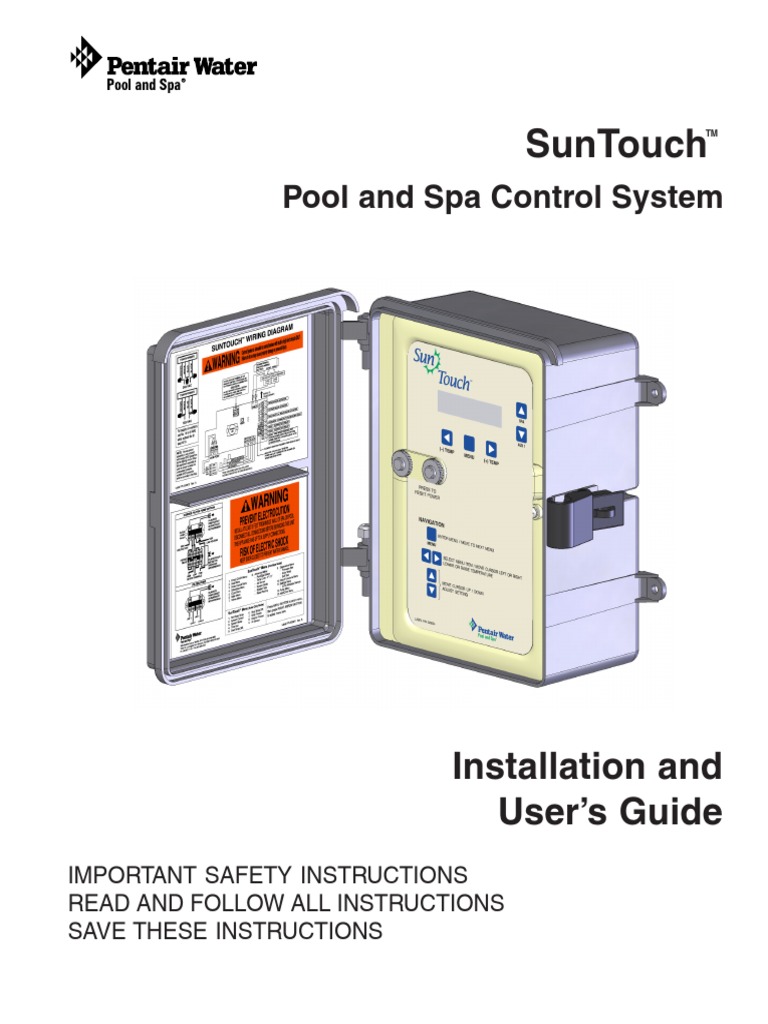 Pentair Suntouch User Manual | PDF | Swimming Pool | Menu (Computing)