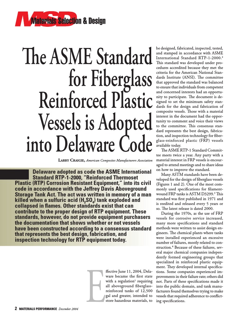 Asme in de Code | PDF | Fibre Reinforced Plastic | Fiberglass