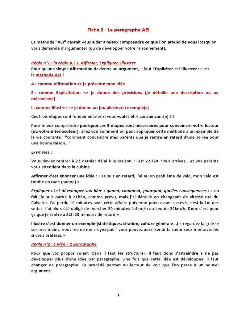 Méthode AEI : Structurer un Paragraphe | PDF | Transport | Moteur diesel