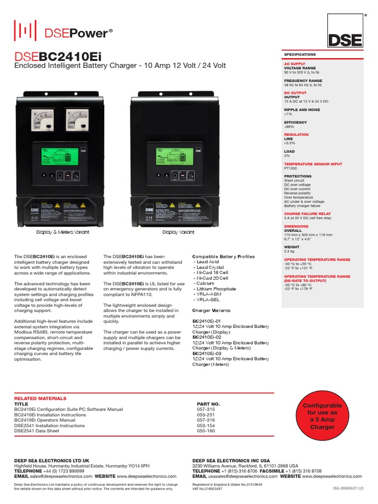 BC2410Ei Power: Enclosed Intelligent Battery Charger - 10 Amp 12 Volt / 24 Volt | PDF | Battery ...