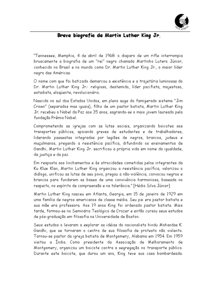 Biografia de Martin Luther King Jr. | PDF | Martin Luther King Jr ...
