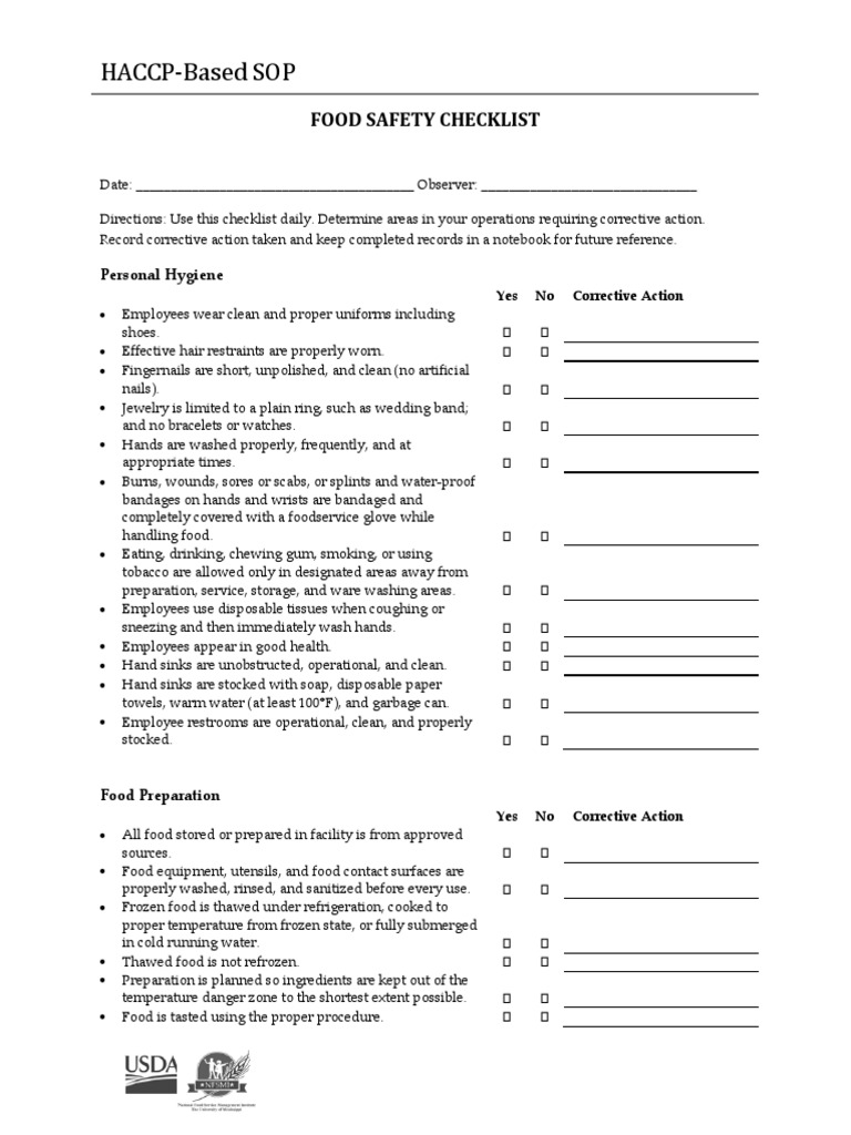 Haccp Food Safety Checklist For Rop 20190417 | PDF | Foods | Refrigerator
