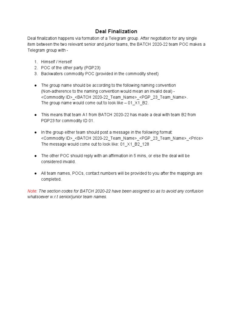 Deal Finalization SOP | PDF