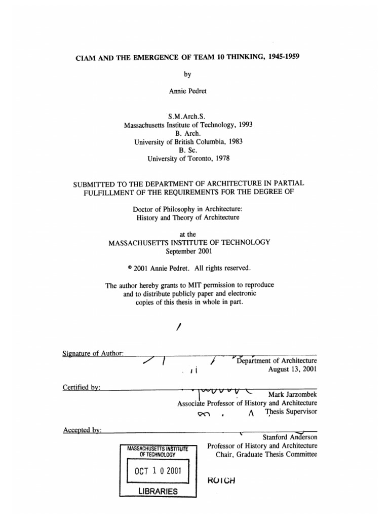 A. Pedret, Ciam and The Emergence of Team Ten Thinking 1945-1959 | PDF