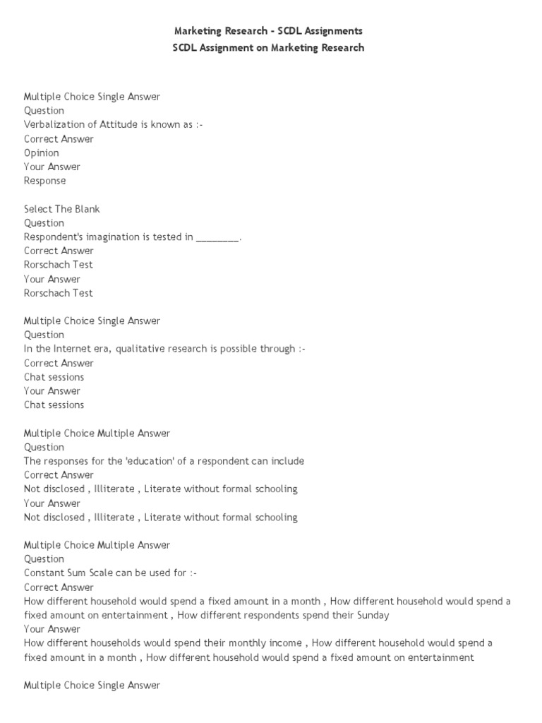 Marketing Research - SCDL Assignments SCDL Assignment On Marketing Research | PDF | Survey ...