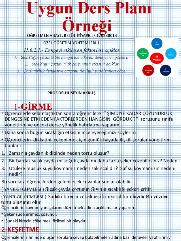 5E Modeline Uygun Ders Planı Örneği | PDF