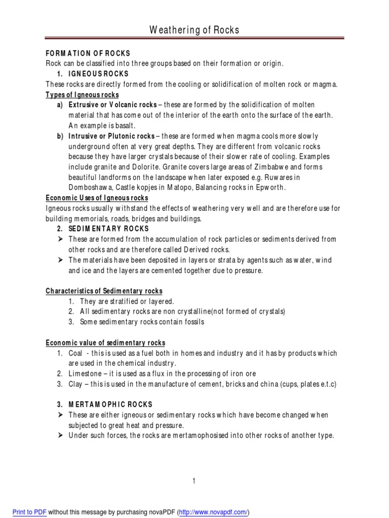 Weathering Processes of Rocks Explained | PDF | Weathering | Rock (Geology)
