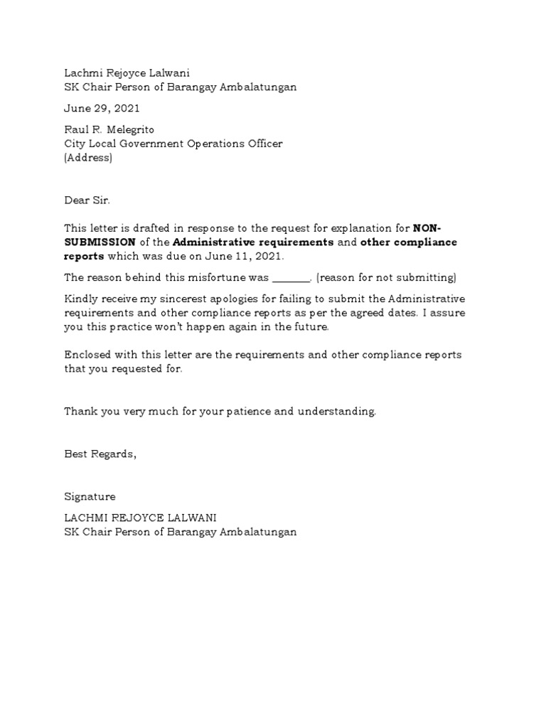 Letter of Explanation | PDF