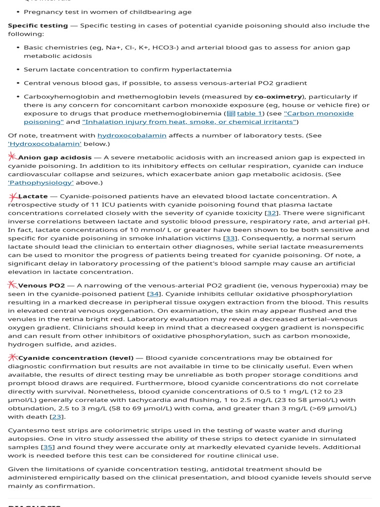 Cyanide Poisoning - UpToDate | PDF | Cyanide | Medical Diagnosis