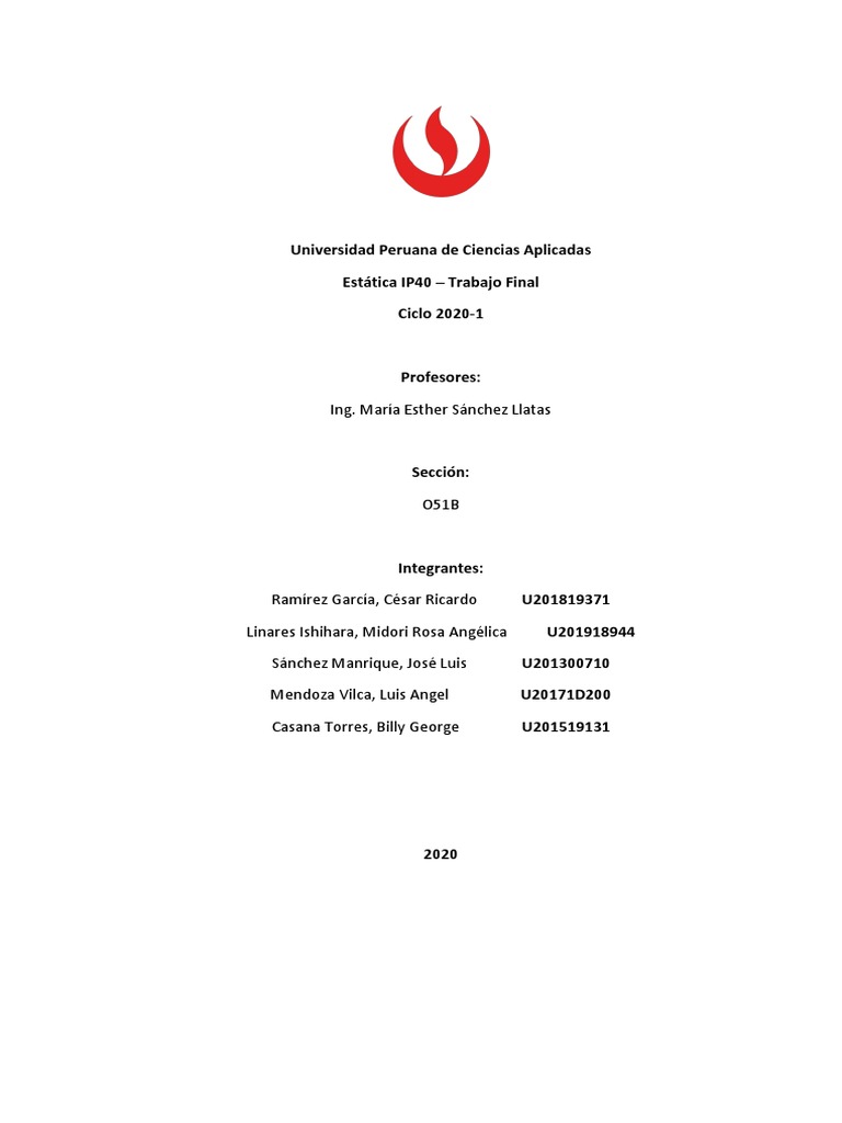 Informe Final IP40 - Estática | PDF | Braguero | Física Aplicada e Interdisciplinaria