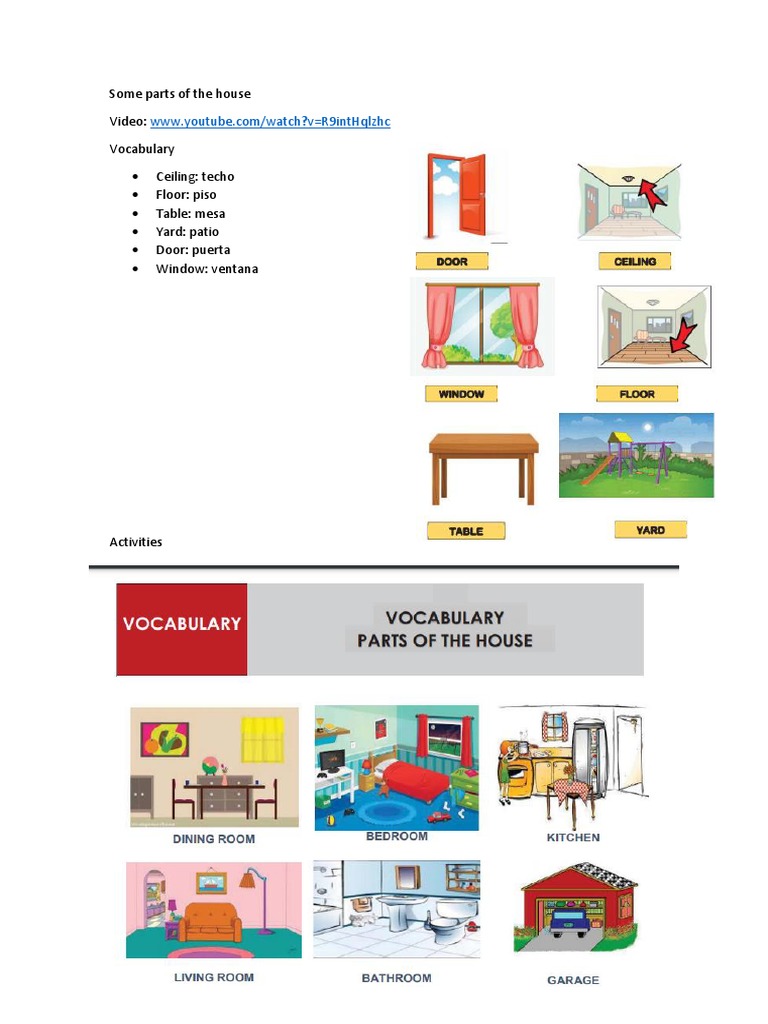 Partes de la Casa: Vocabulario y Actividades | PDF | Artes del Lenguaje ...