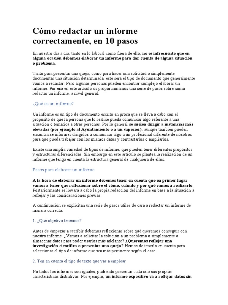 Cómo Redactar Un Informe Correctamente | PDF | Sicología | Cognición