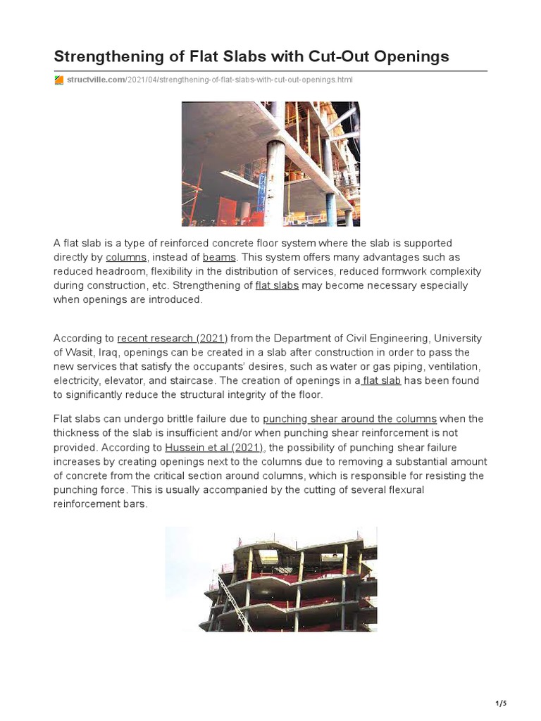 Strengthening of Flat Slabs With Cut-Out Openings | PDF | Concrete ...