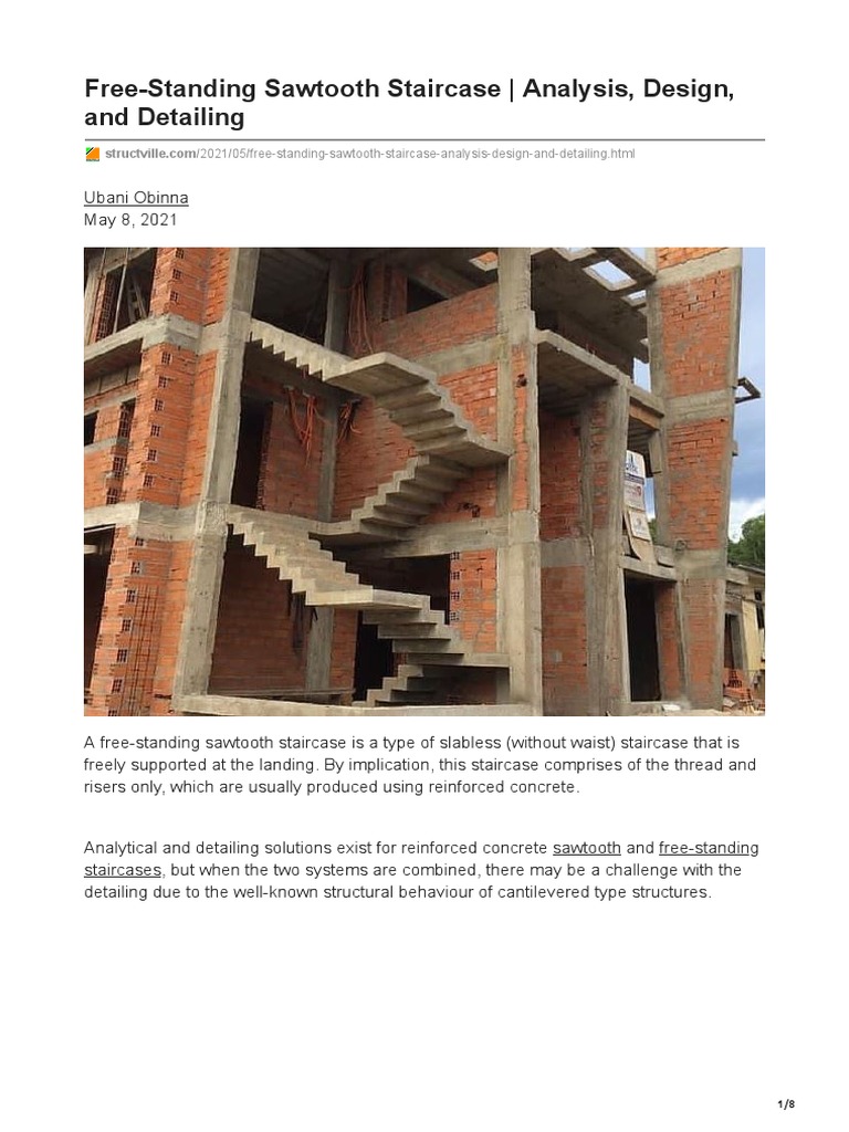Standing Sawtooth Staircase Analysis Design and Detailing | PDF ...