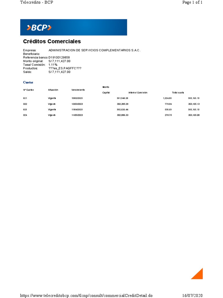 Detalle de Pago Reactiva Peru Ads X BCP.1 | PDF | Finanzas y dinero