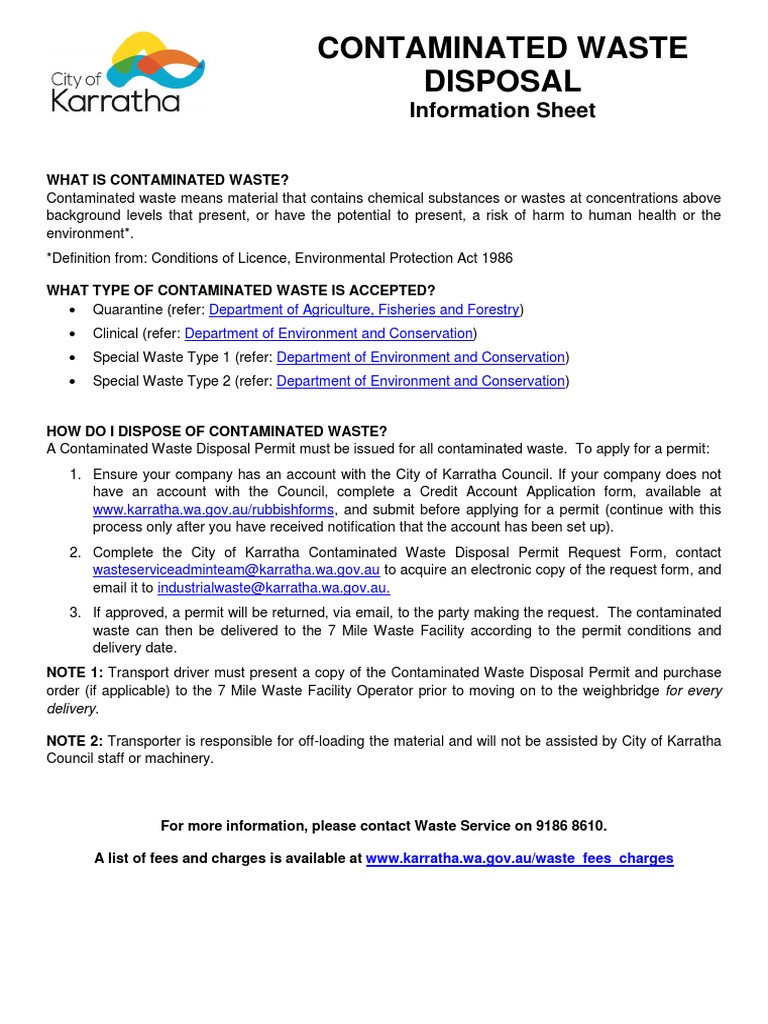 Contaminated Waste Disposal: Information Sheet | PDF | Waste ...