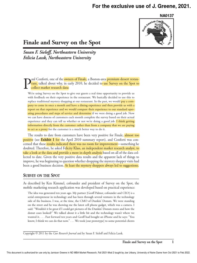 Finale and Survey On The Spot | PDF | Business