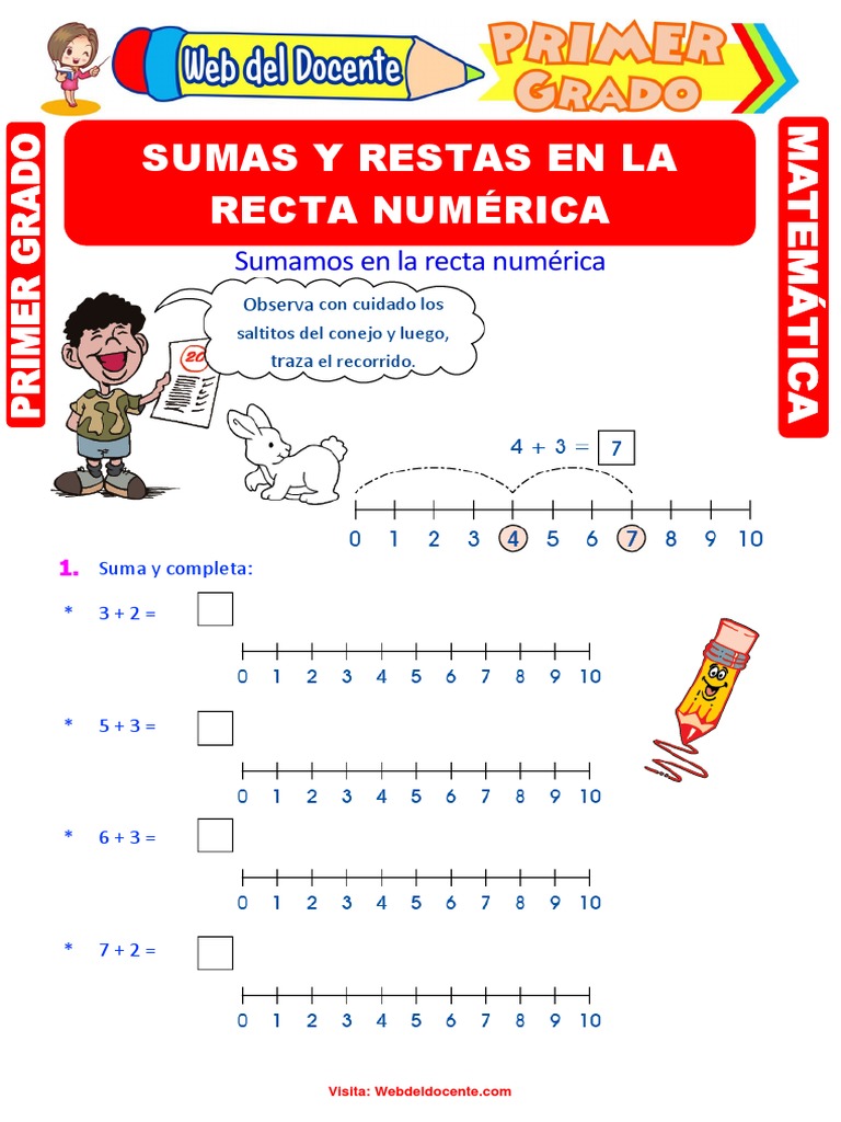 Hojas De Trabajo De Línea Numérica Abierta Para Primer Grado