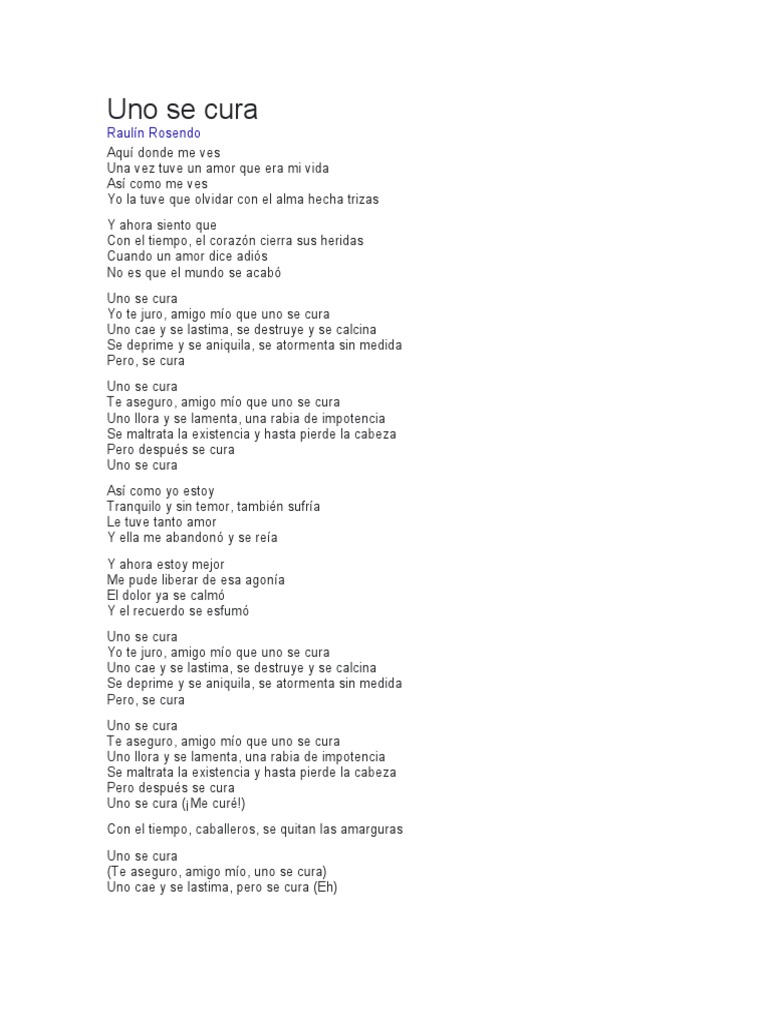 Letra Uno Se Cura | PDF