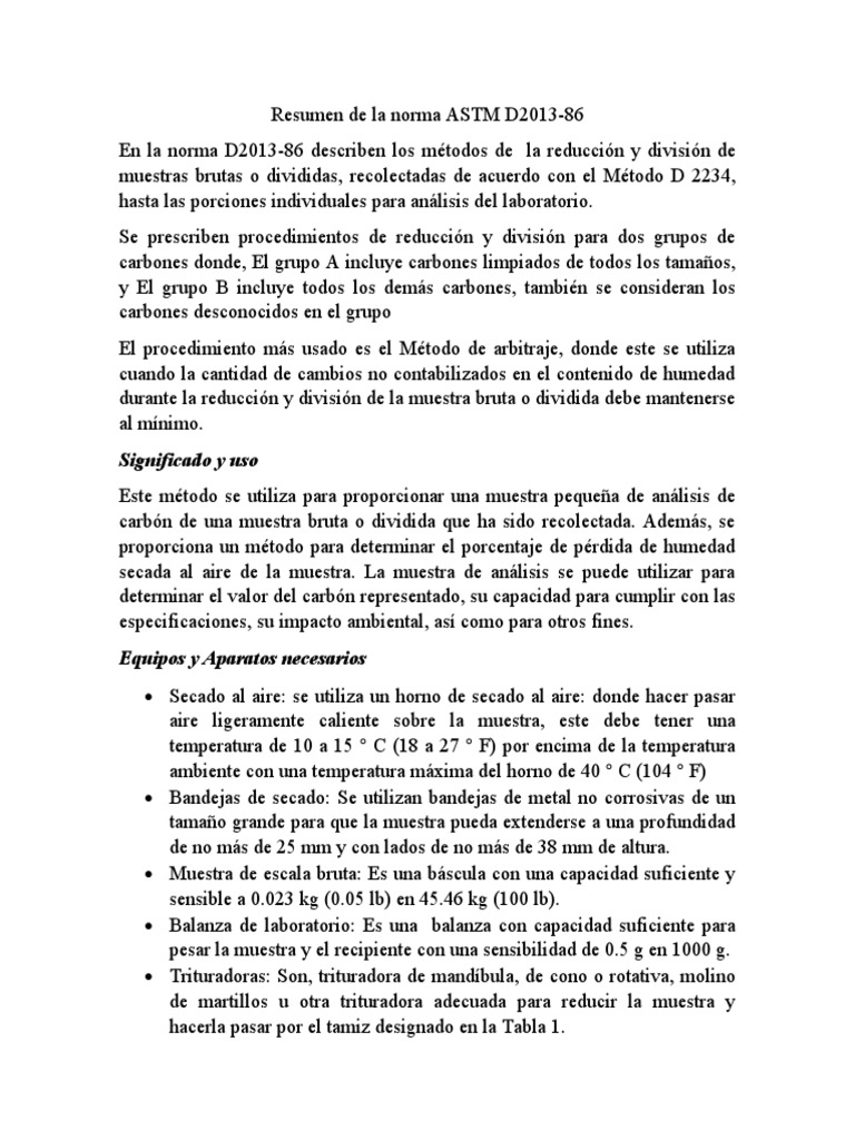 Resumen de La Norma ASTM D2013 | PDF | Temperatura