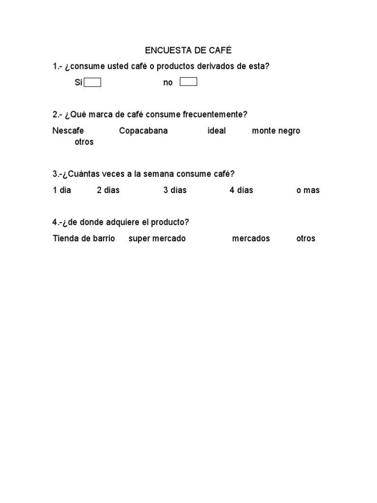 Encuesta de Café | PDF