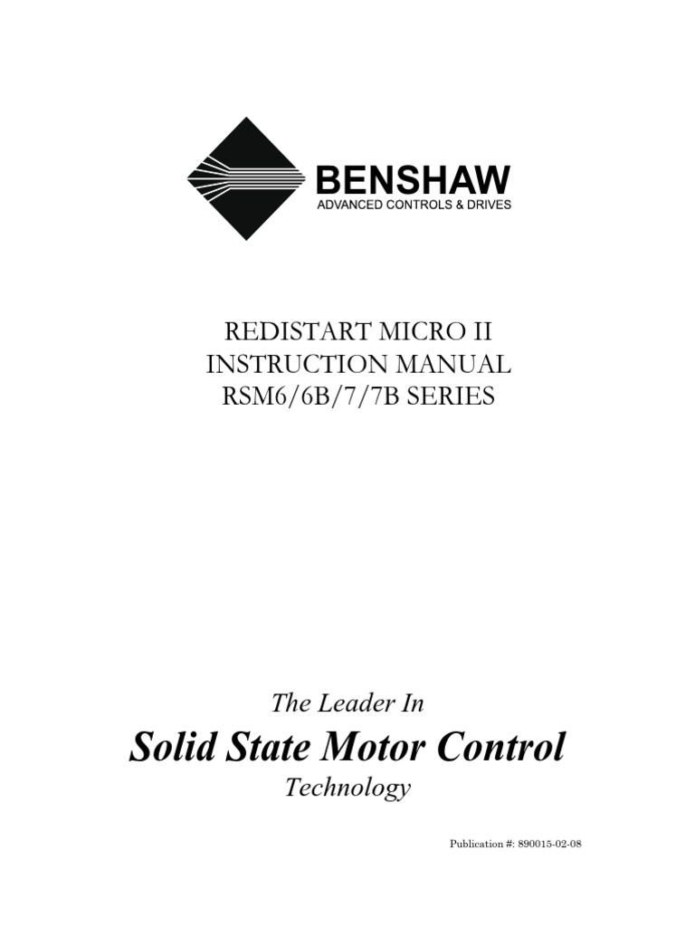 Benshaw RSM Redistart Micro Iom 890015-02-08 | PDF | Technical Support ...