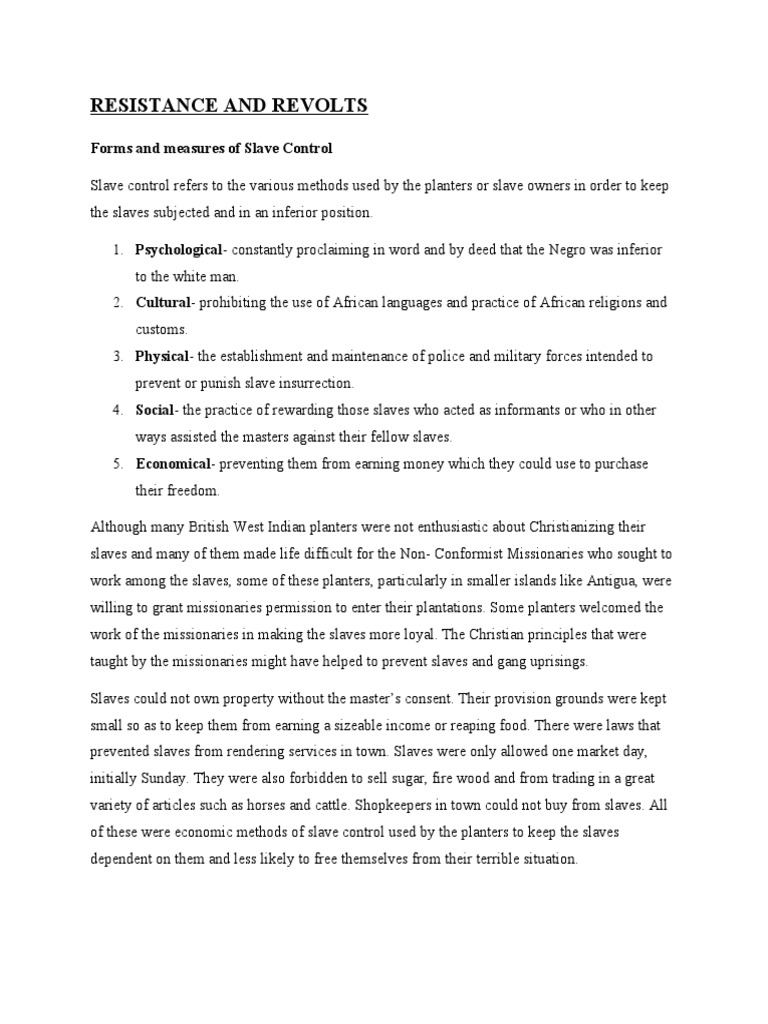 Resistance and Revolts | PDF | Slavery | Abolitionism