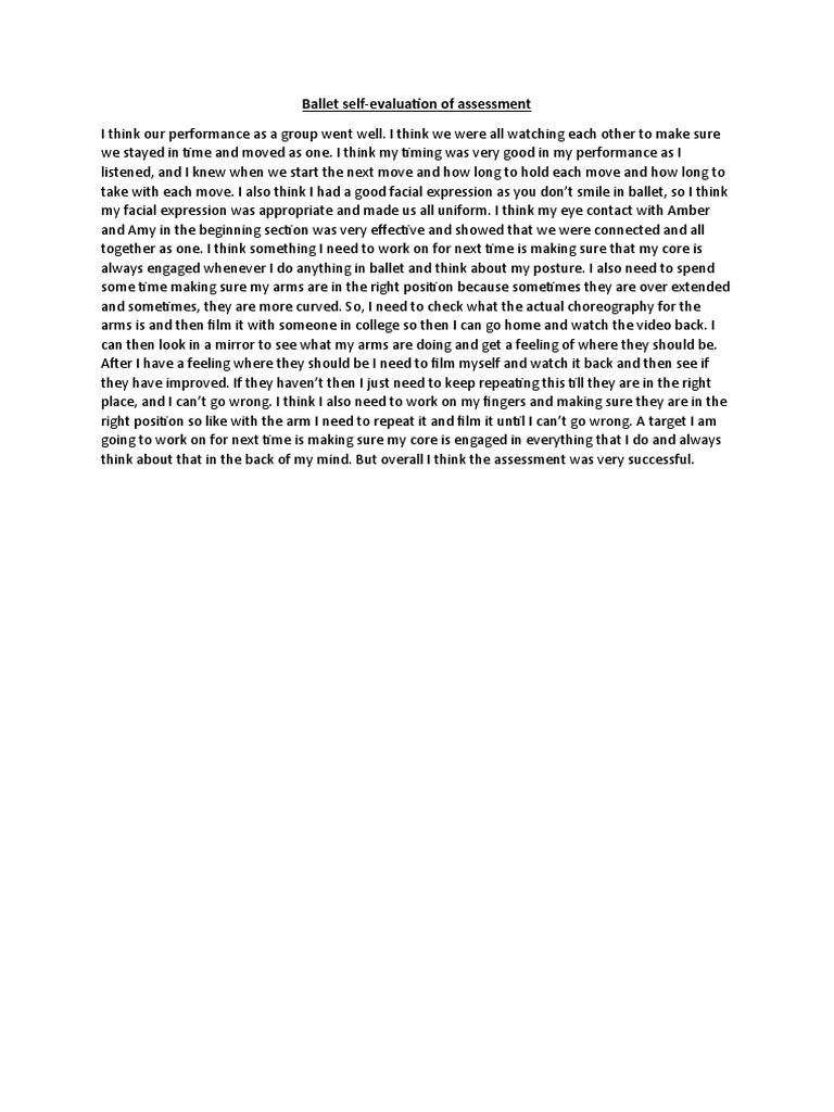 Ballet Self-Evaluation Insights | PDF