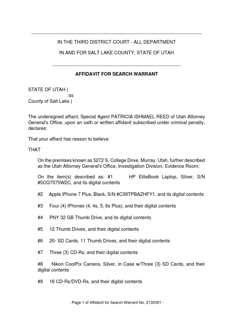 Affidavit For Search Warrant | PDF | Fraud | Internet