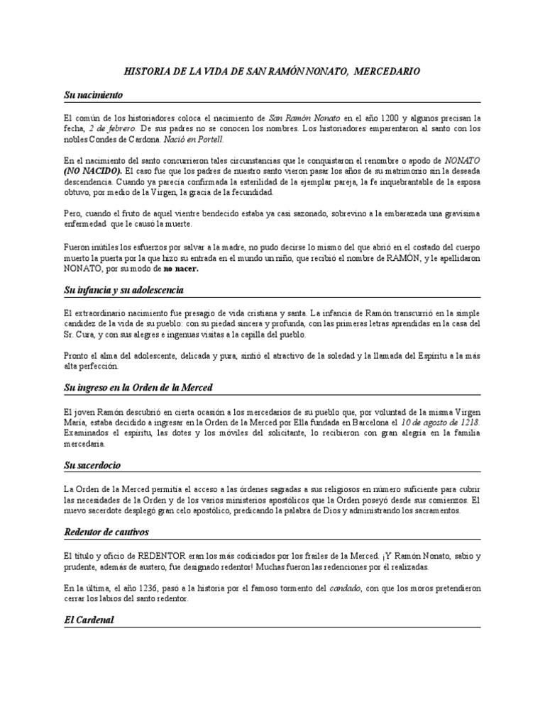 Historia de La Vida de San Ramón Nonato | PDF | Cristo (título ...