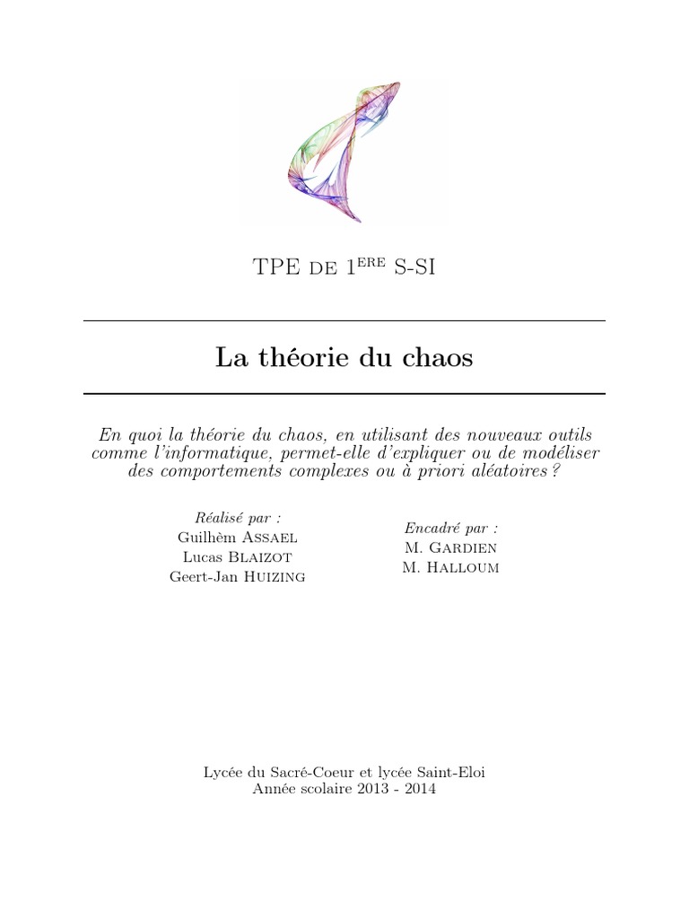 Théorie du Chaos: Modélisation et Applications | PDF | Théorie du chaos ...