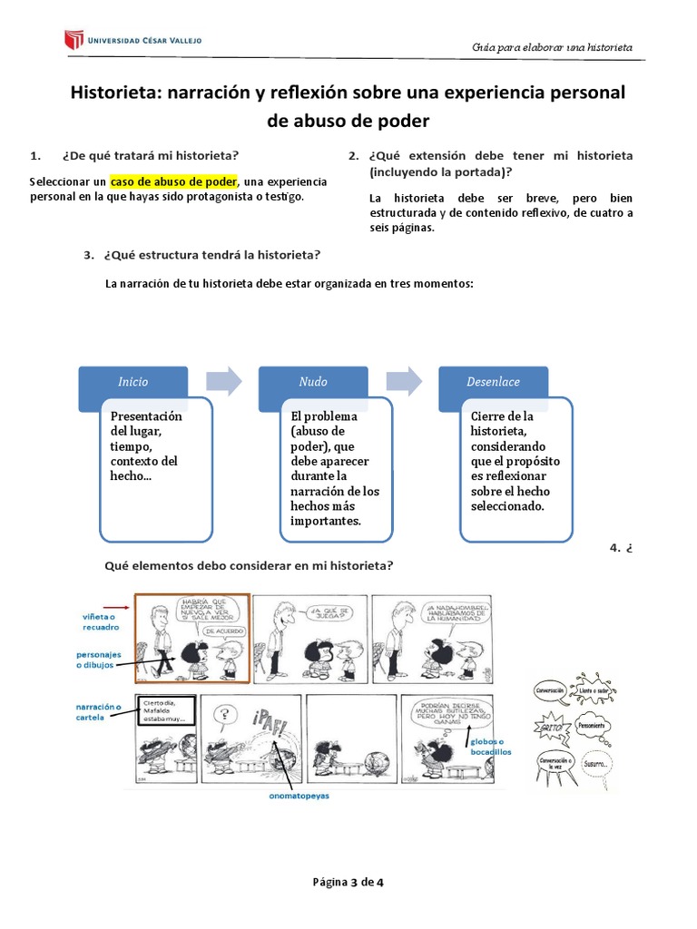 Guía paso a paso para crear una historieta sobre abuso de poder | PDF ...