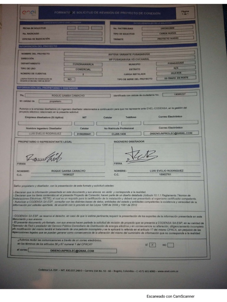 FORMATO-PARA-LA-SOLICITUD-DE-REVISION-DE-PROYECTO-DE-CONEXION-V-2 Fusa | PDF
