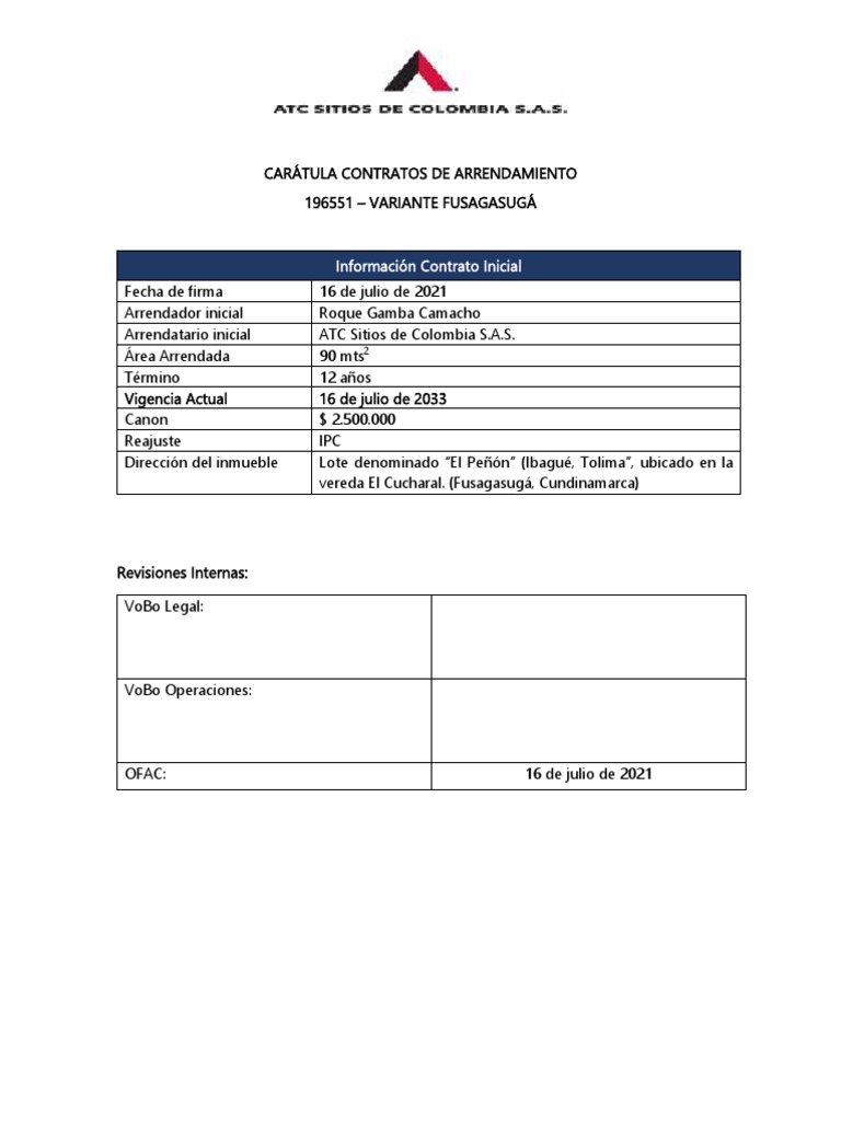 3 - Contrato Arrendamiento Variante Fusa | PDF