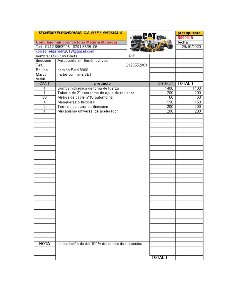 Presupuesto Ford | PDF