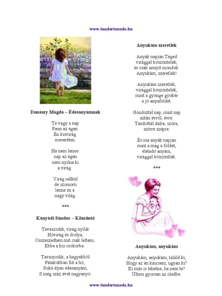 Anyák Napi Versek | PDF