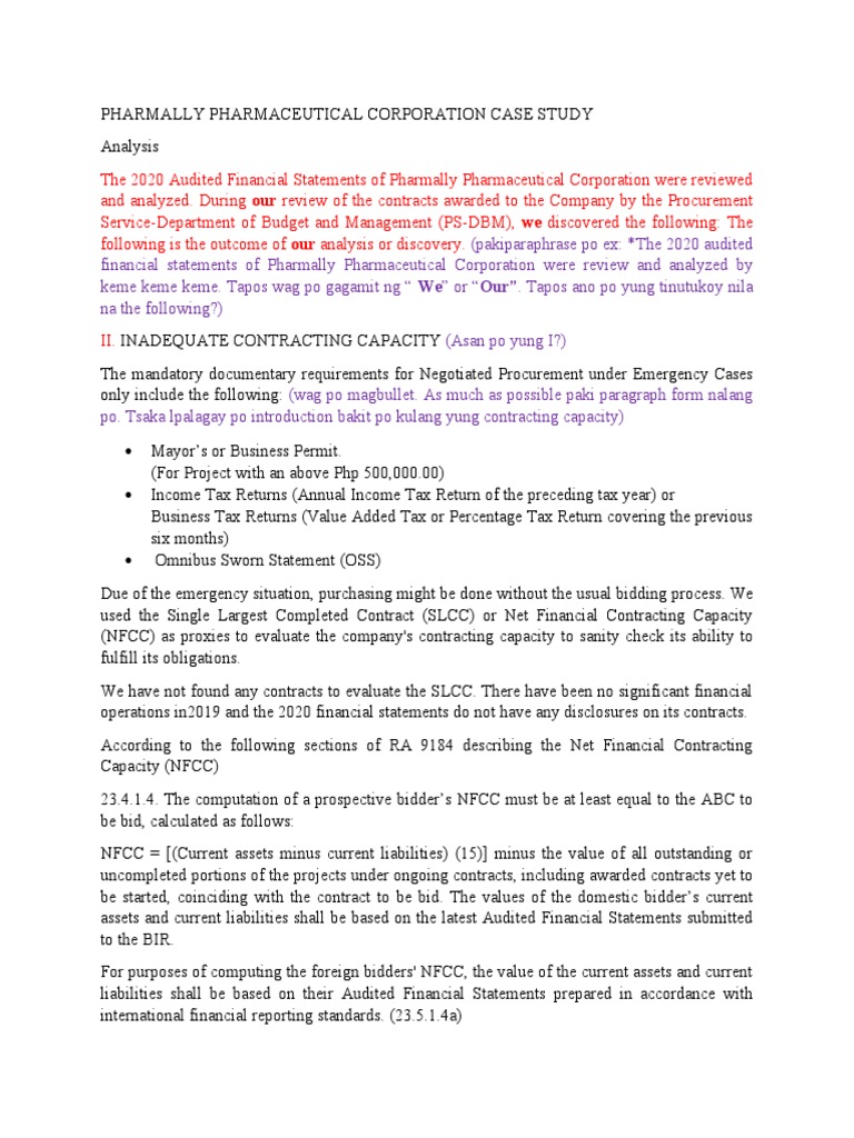 Pharmally Pharmaceutical Corporation Case Study Autorecovered | PDF | Financial Statement | Credit