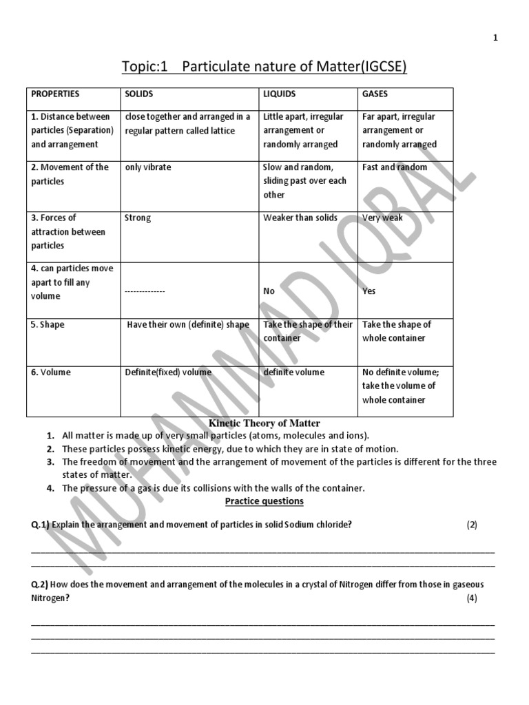 Particulate Nature of Matter | PDF | Gases | Liquids